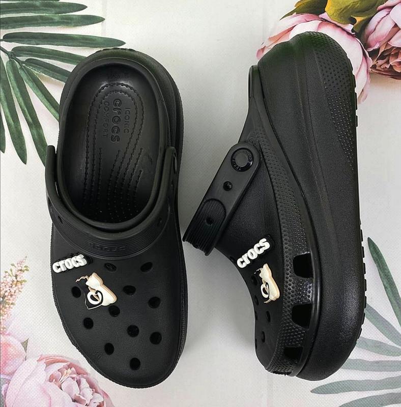 Жіночі крокси crocs classic crush black чорні топ продажів — цена 1795 ...