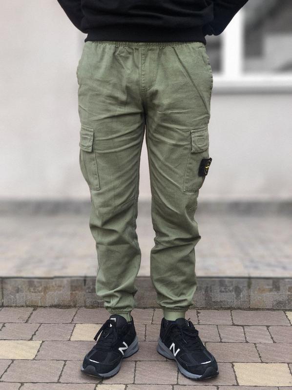 Мужские штаны карго stone island хаки — цена 1999 грн в каталоге Брюки ...
