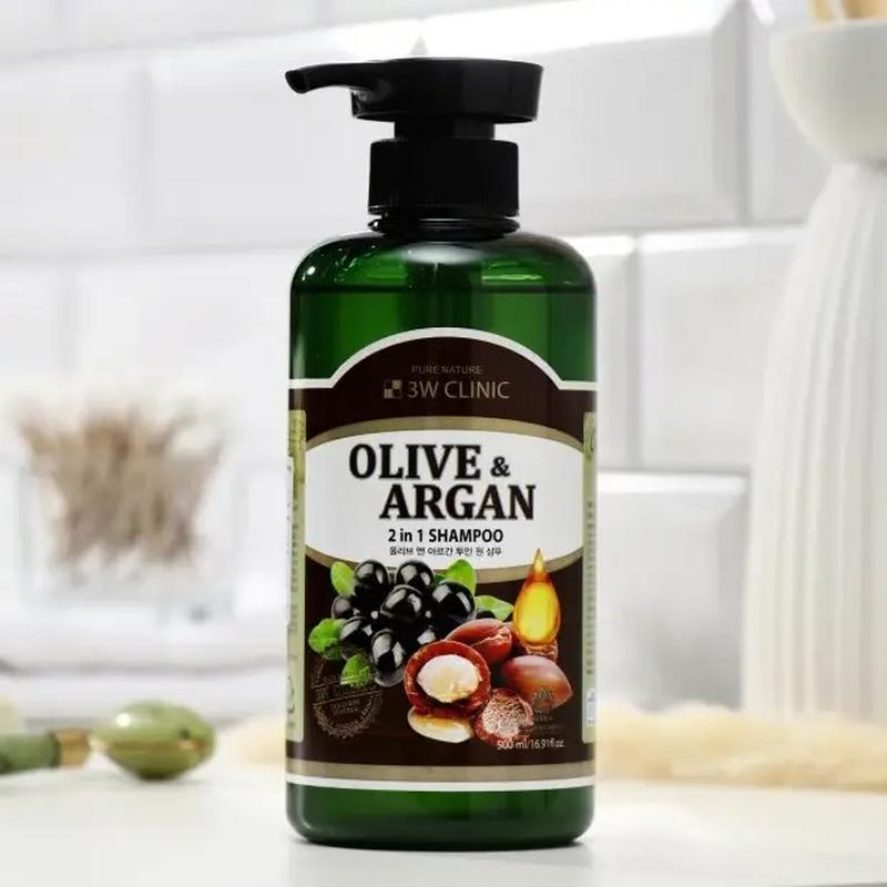 Шампунь восстанавливающий 2в1 арган и масло 3w clinic olive & argan 2 ...