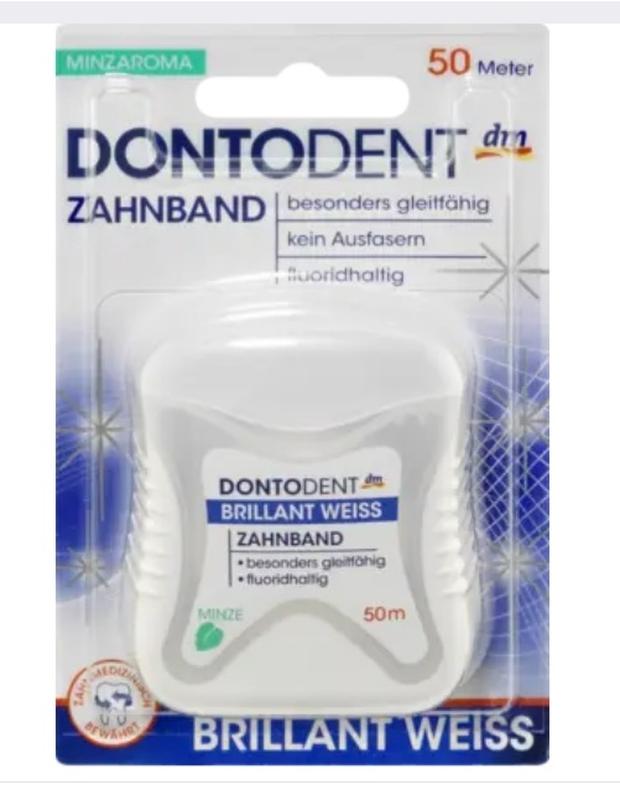 Dontodent zahnband brillant weiss, 50 m - зубная нить с отбеливающим ...