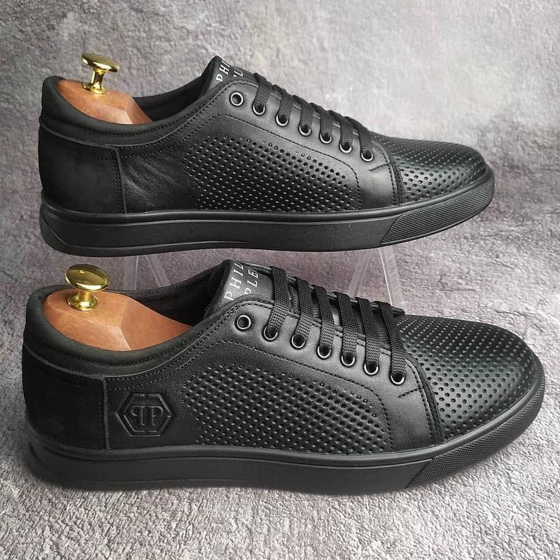 Кожаные мужские кеды кроссовки с перфорацией philipp plein rivet — цена ...
