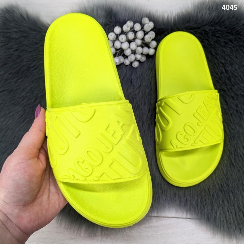 Шлепанцы женские сланцы пенковые желтого цвета лайм даго стиль — цена