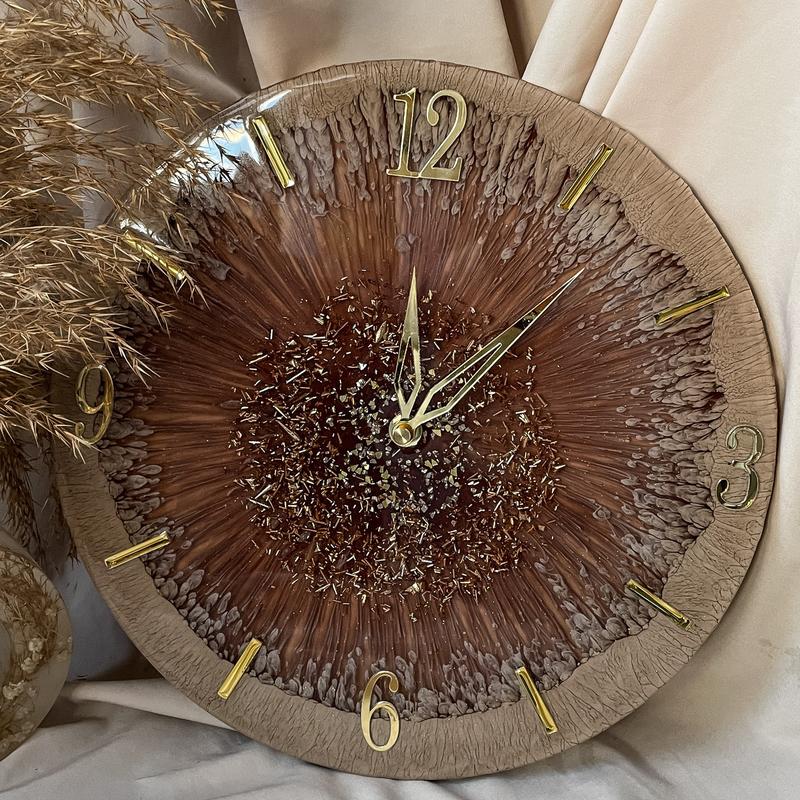 Часы настенные круглые из эпоксидной смолы Epoxy M51 30x30 см — цена 3795 грн в каталоге Часы