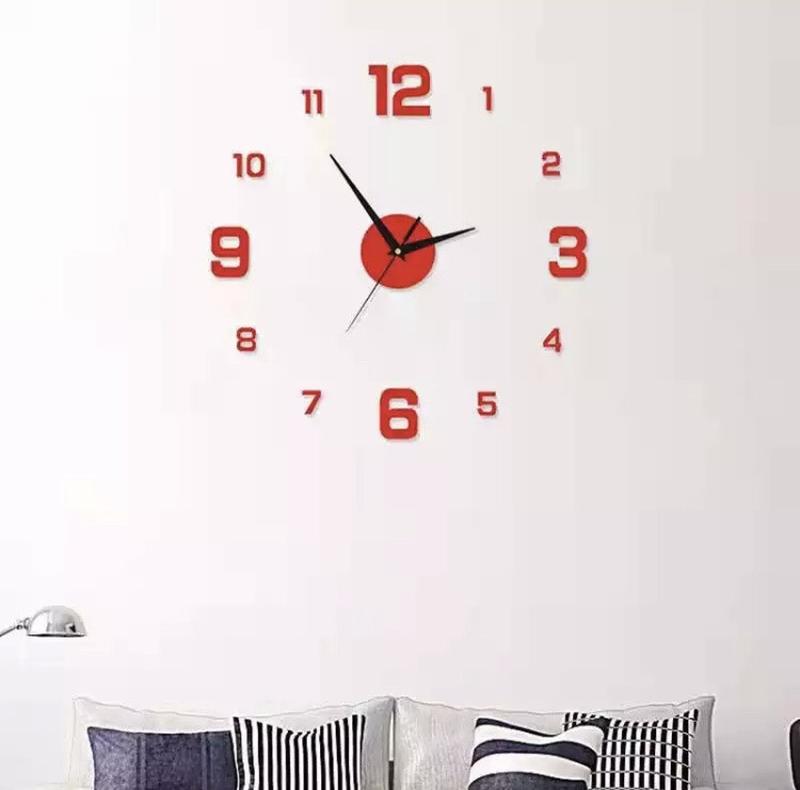 Часы настенные 3d красные оригинальные часы на стену диаметр до 40 см декор для дома — цена