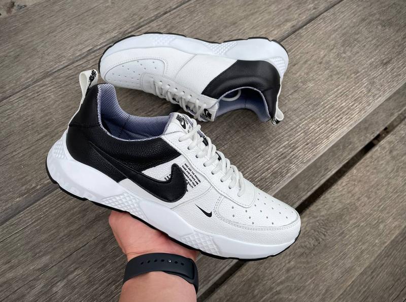 Мужские кожаные кроссовки nike черно белые из натуральной кожи ...