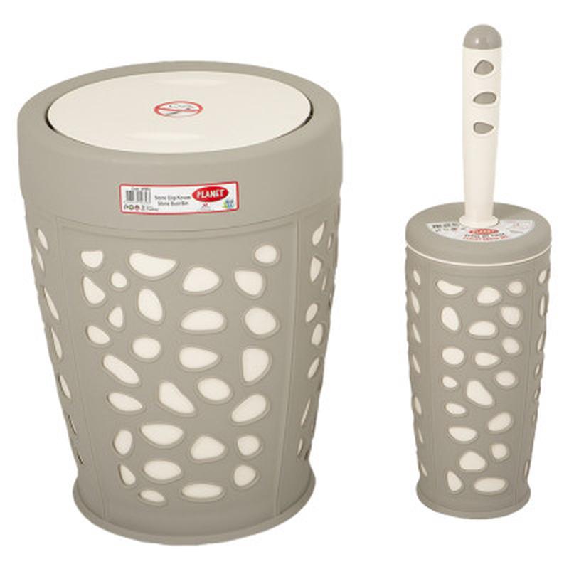 Набір для ванної кімнати Planet Household Stone 2 предмети сірий з кремовим 6868 — ціна 954