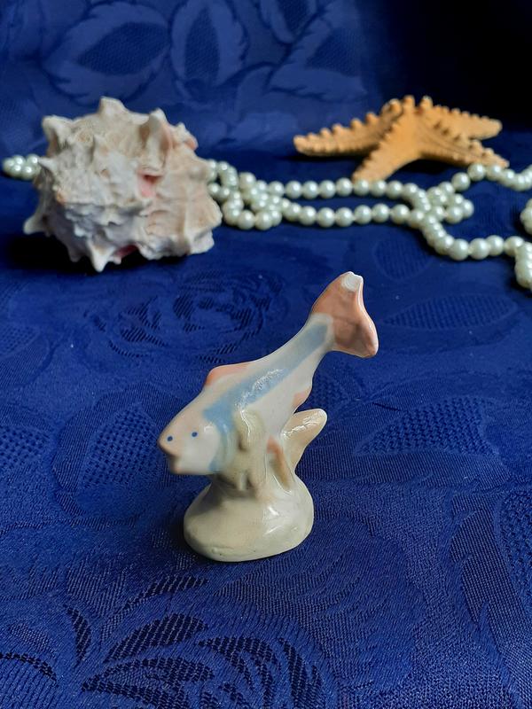 1950 е 🌊 🐠 городница рыбка миниатюра статуэтка ссср винтаж фарфор подглазурная роспись