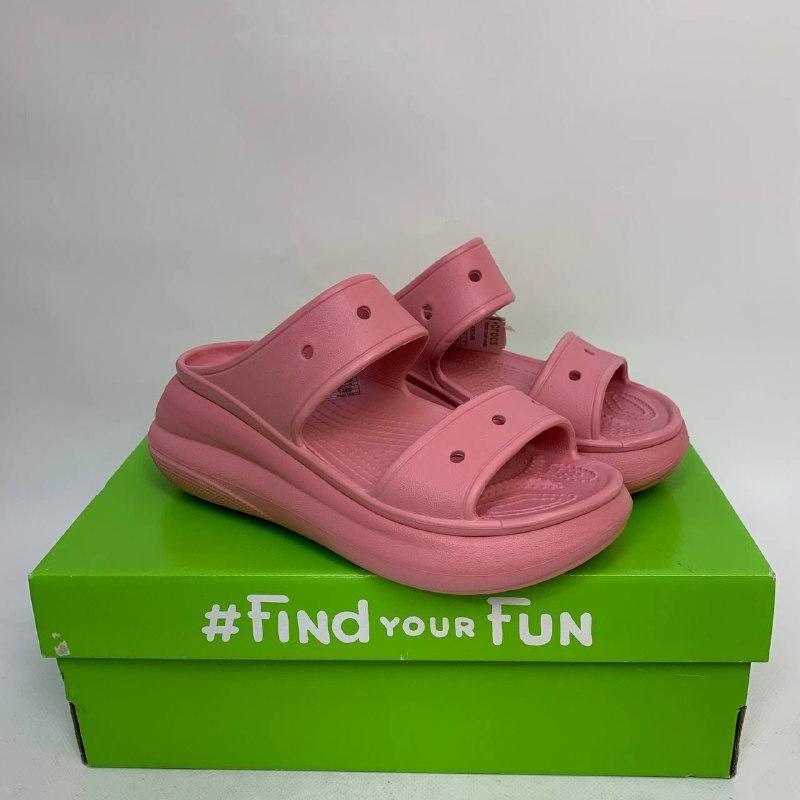 Крокс шлепанцы розовые на платформе crocs classic crush - heeled mules ...
