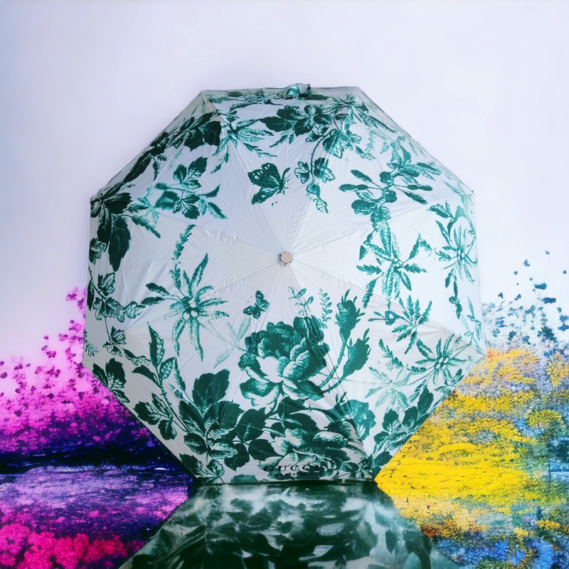 Жіноча складана парасолька Green Garden з карбоновими спицями автоматичним механізмом