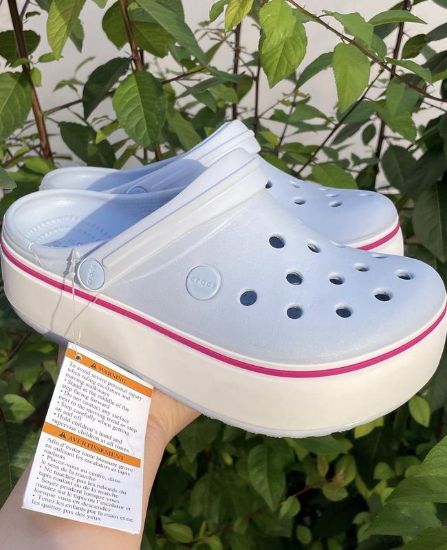 Крокс крокбенд клог платформа голубі crocs crocband platform clog ...