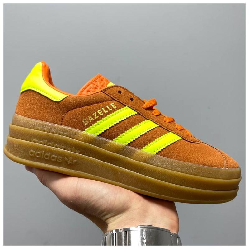 Женские кроссовки adidas gazelle bold platform orange yellow оранжевые ...