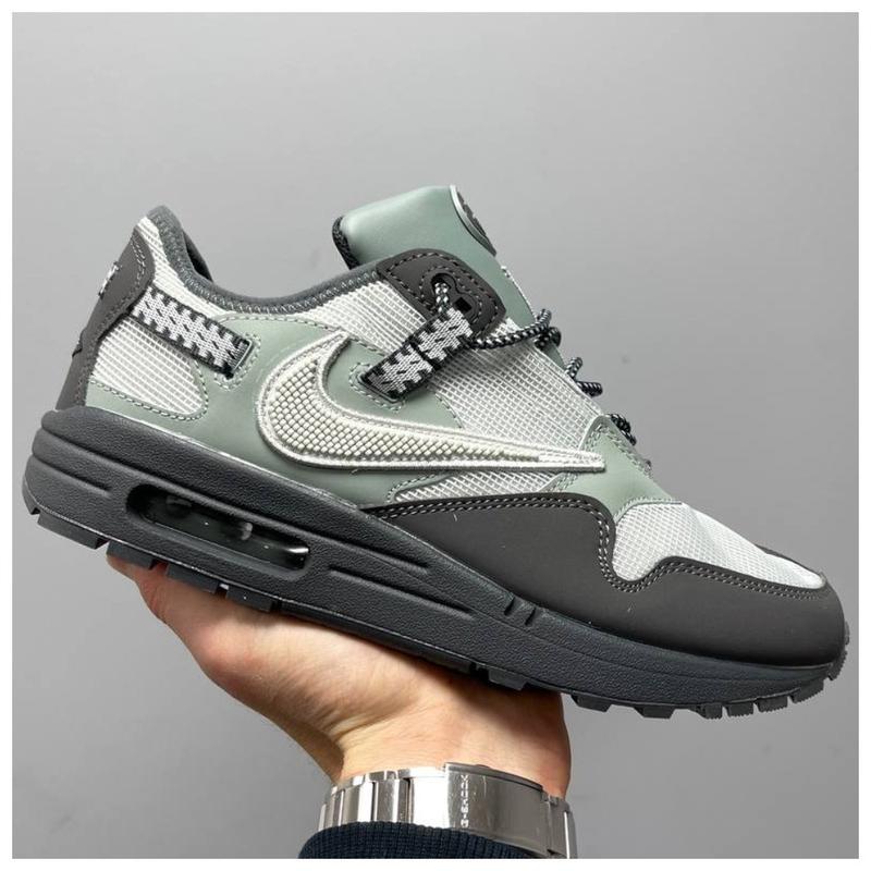 Мужские кроссовки nike air max 1 x travis scott ‘dusty sage’, кожаные ...